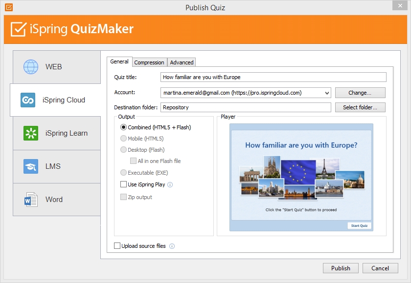 Quiz publication window